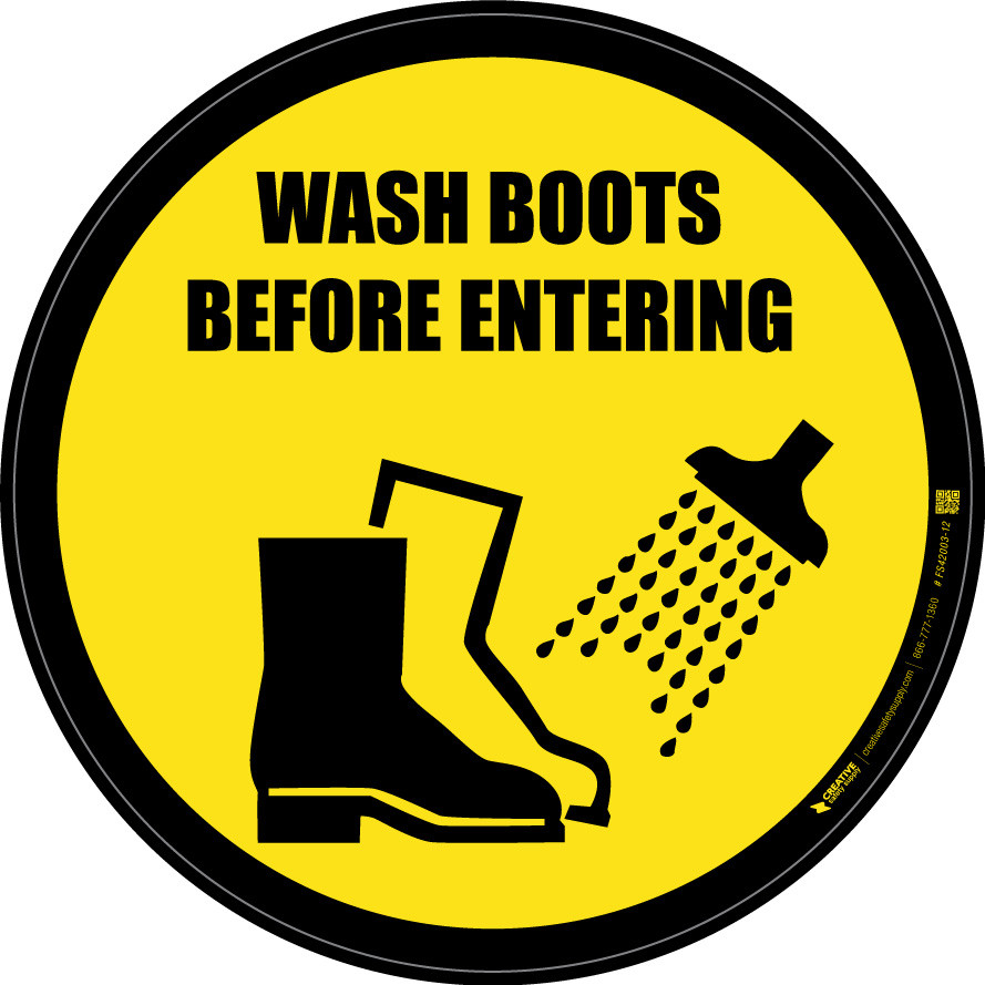 Wash Boots Before Entering Floor Sign Version 1