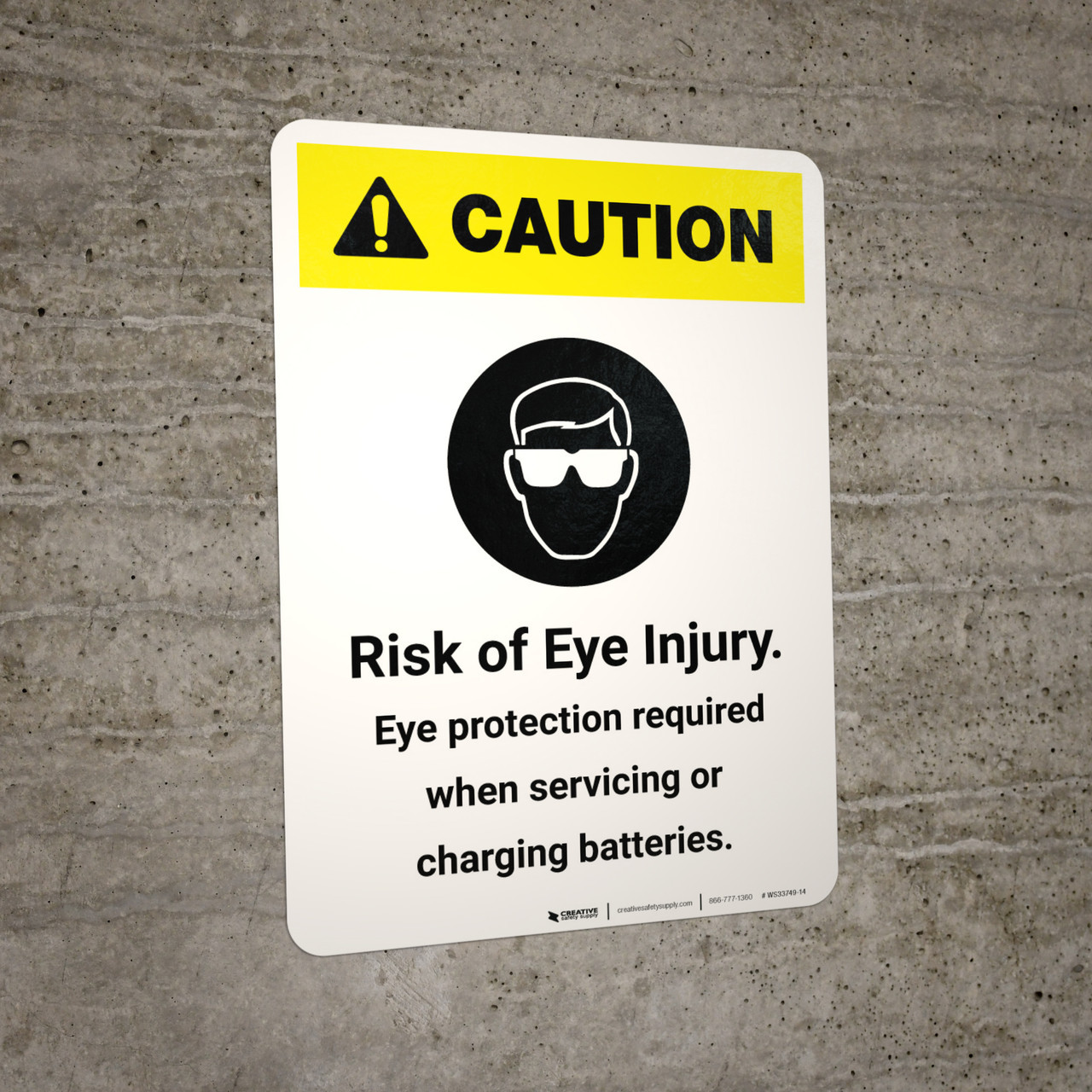 Caution: Eye Protection Required with Graphic - Portrait Wall Sign