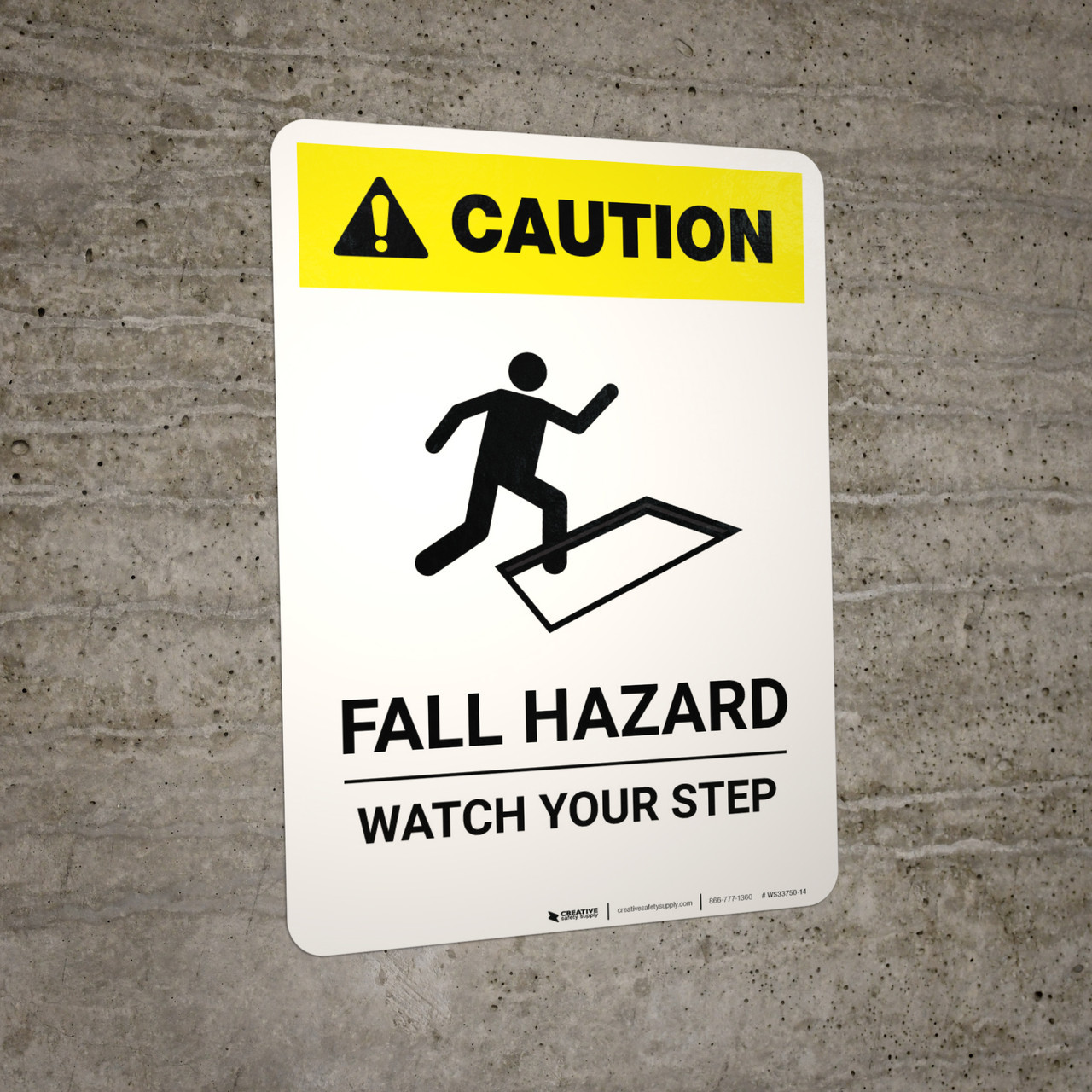 Caution: Fall Hazard - Portrait Wall Sign