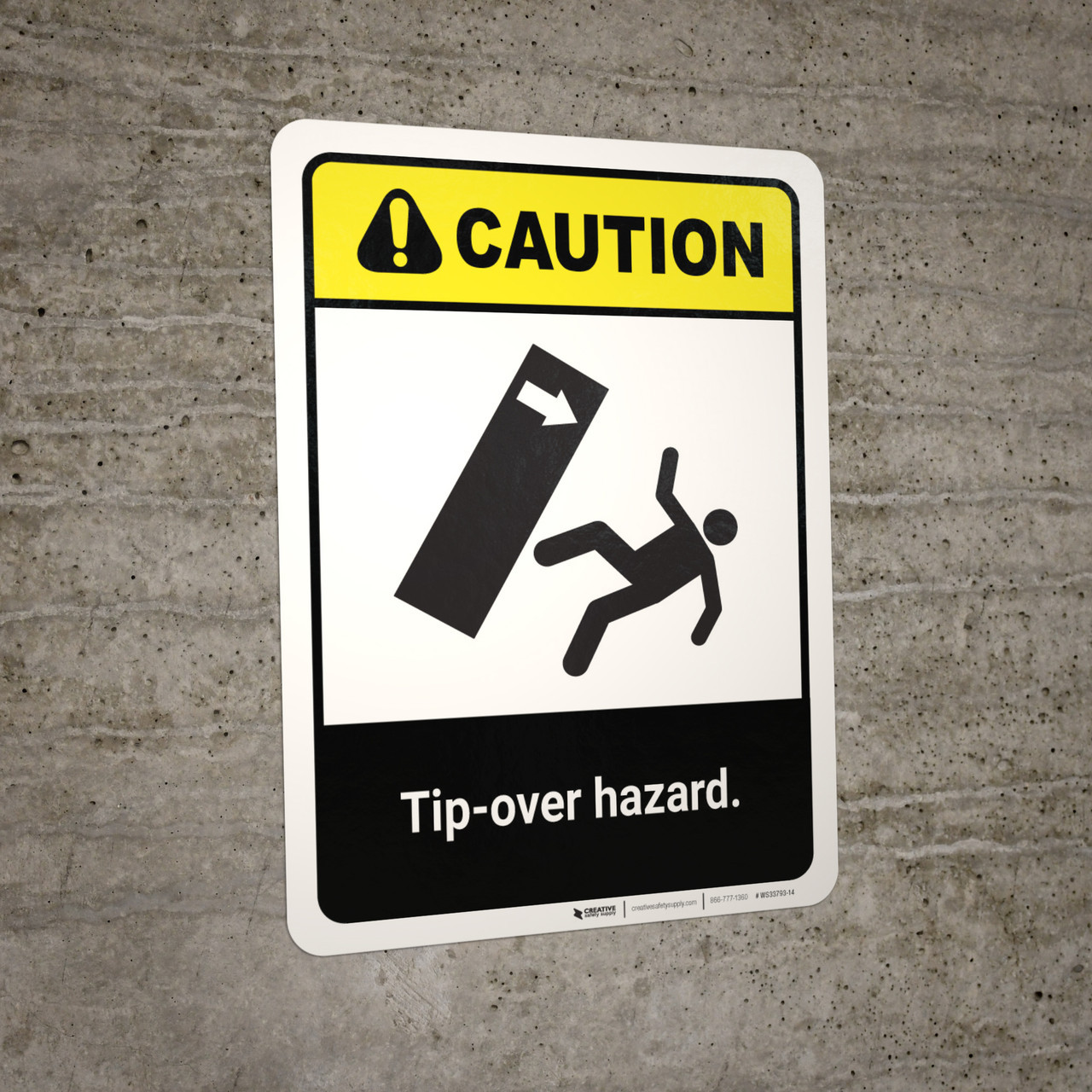 Caution: Tip Over Hazard ANSI - Portrait Wall Sign