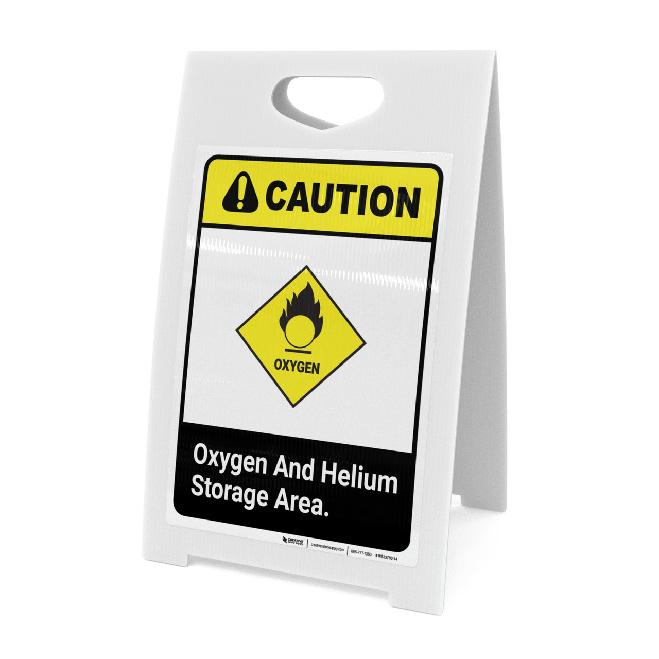 Caution: Oxygen Helium Storage Area ANSI - A-Frame Sign