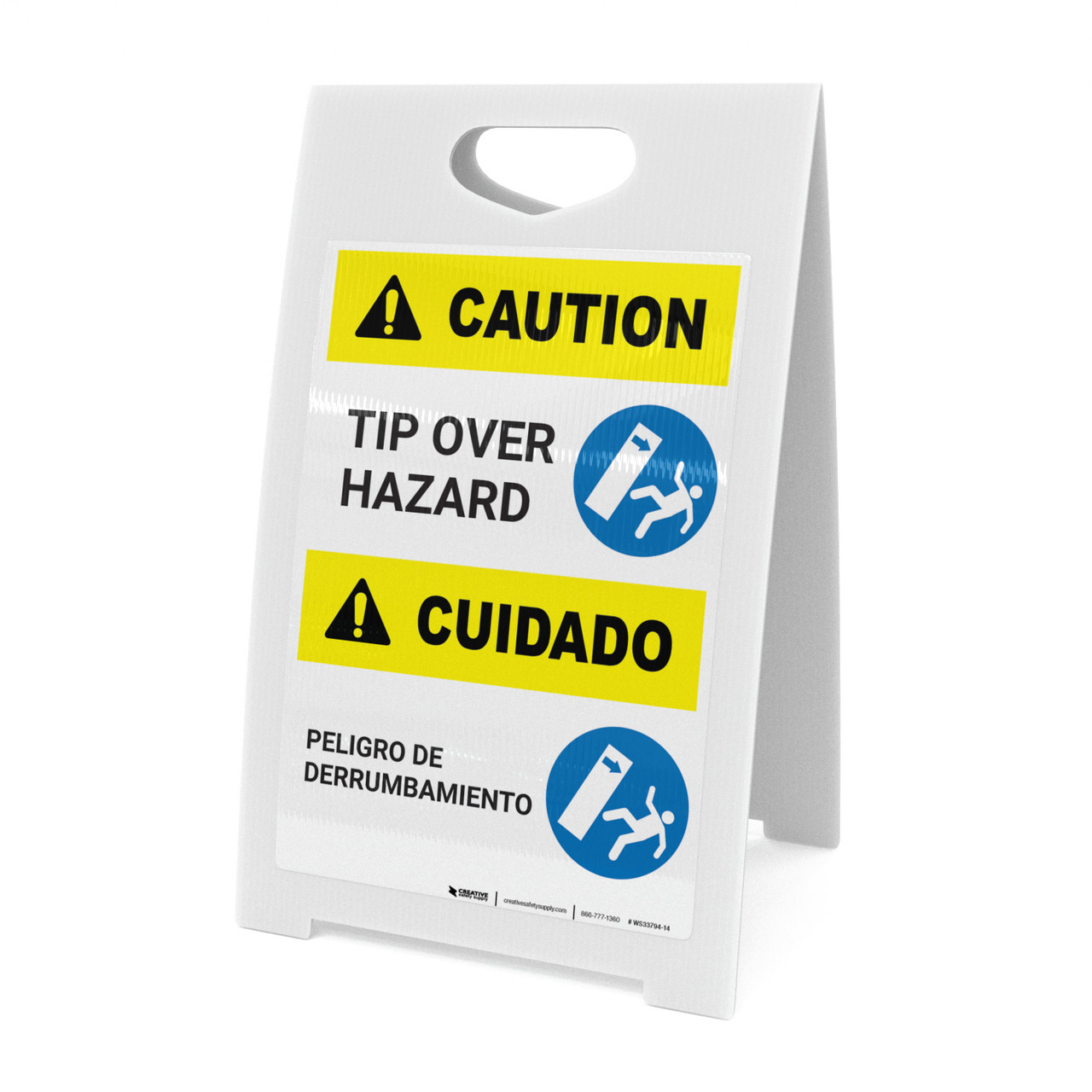 Caution: Tip Over Hazard Bilingual Spanish - A-Frame Sign | Creative ...