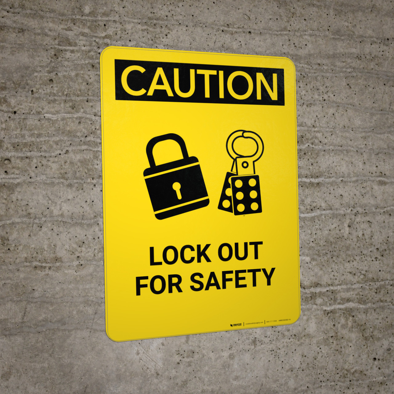 Caution: Lock Out For Safety - Portrait Wall Sign