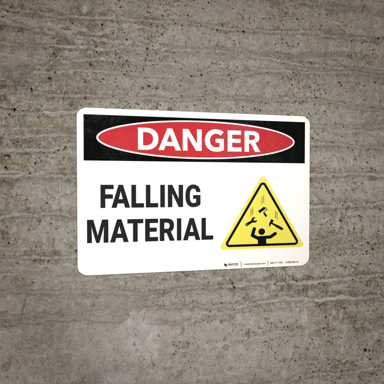 Danger: Falling Material - Wall Sign