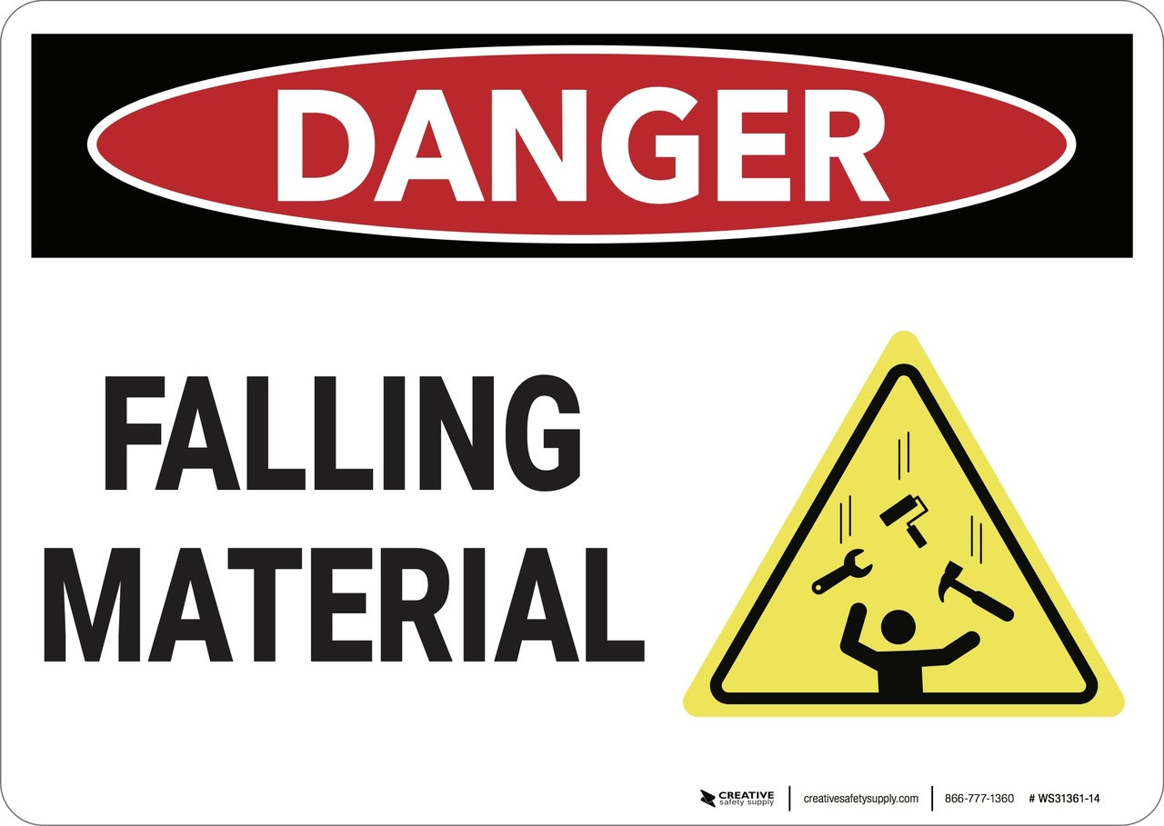 Danger: Falling Material - Wall Sign