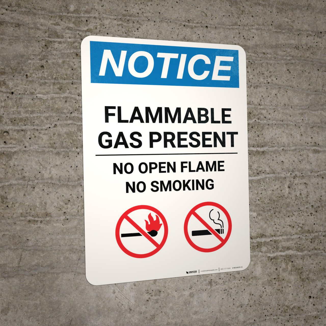 Notice: Flammable Gas Keep Fire Or Flame Away with Icon - Portrait Wall ...