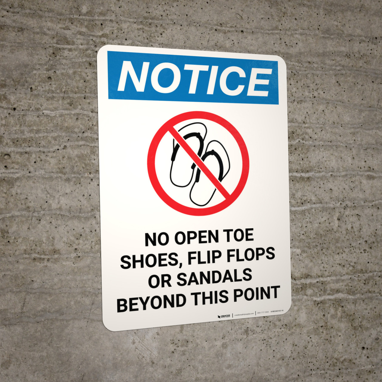 Notice: No Open Toe Shoes - Portrait Wall Sign | Creative Safety Supply