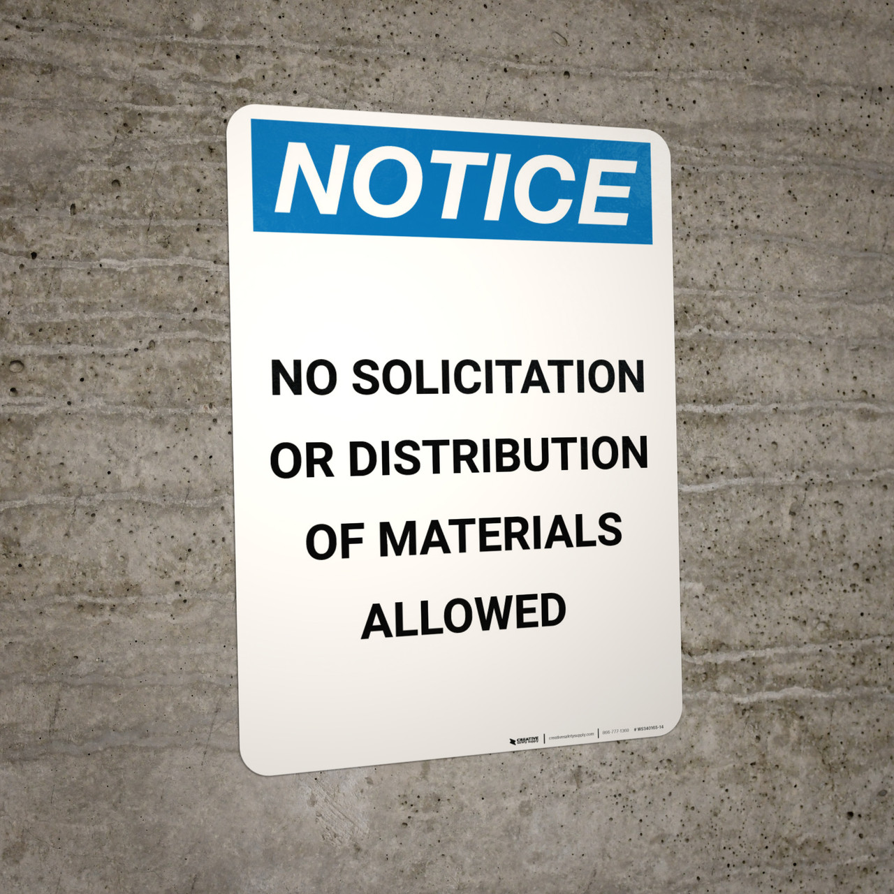 Notice: No Solicitation - Portrait Wall Sign | Creative Safety Supply