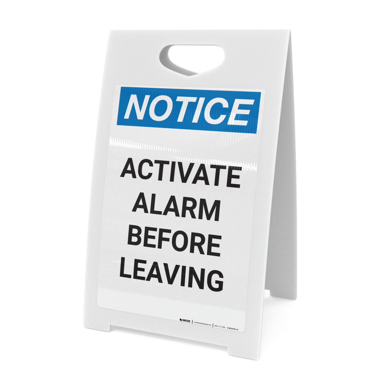 Notice: Activate Alarm Before Leaving - A-Frame Sign | Creative Safety ...