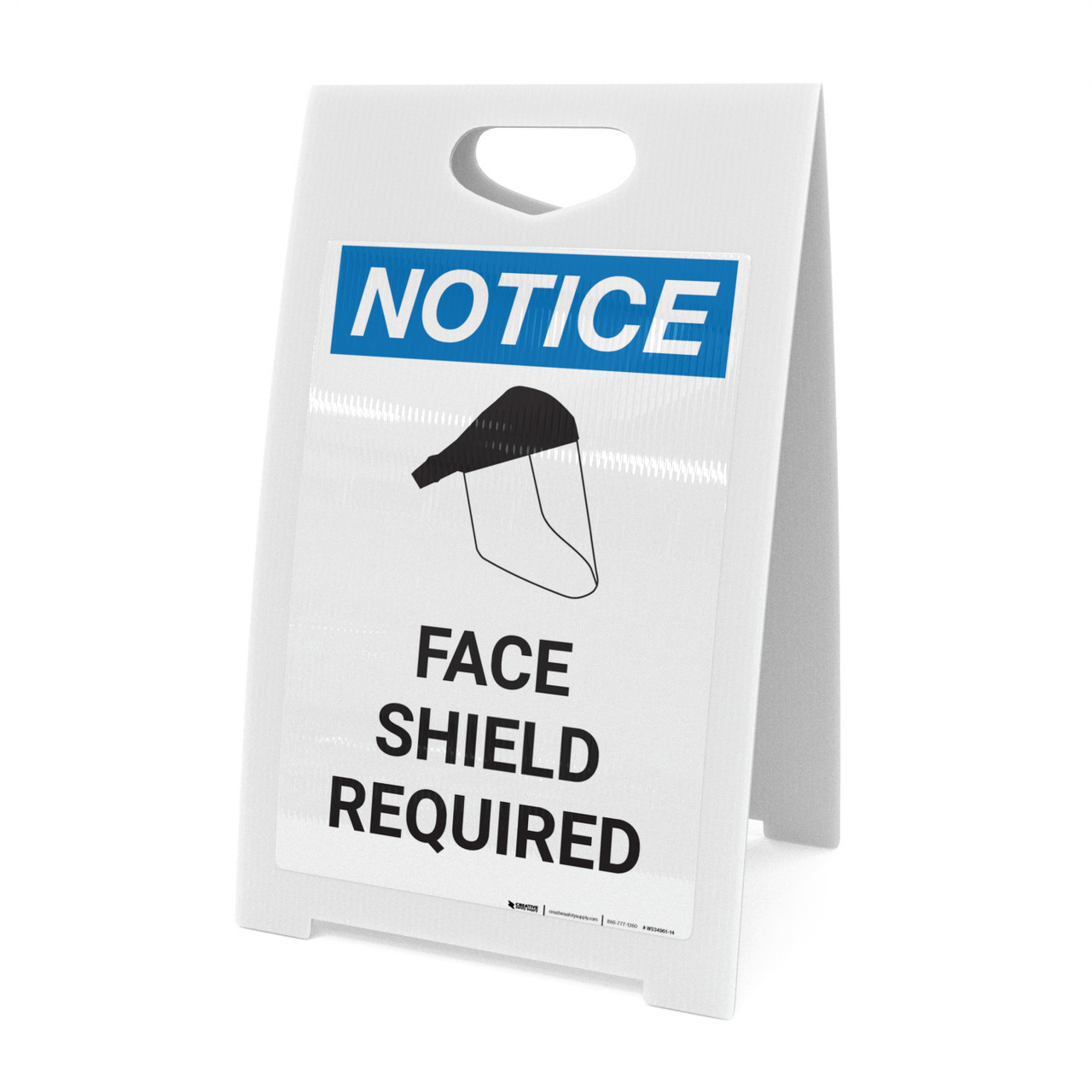 Notice: Face Shield Required with Graphic - A-Frame Sign | Creative ...