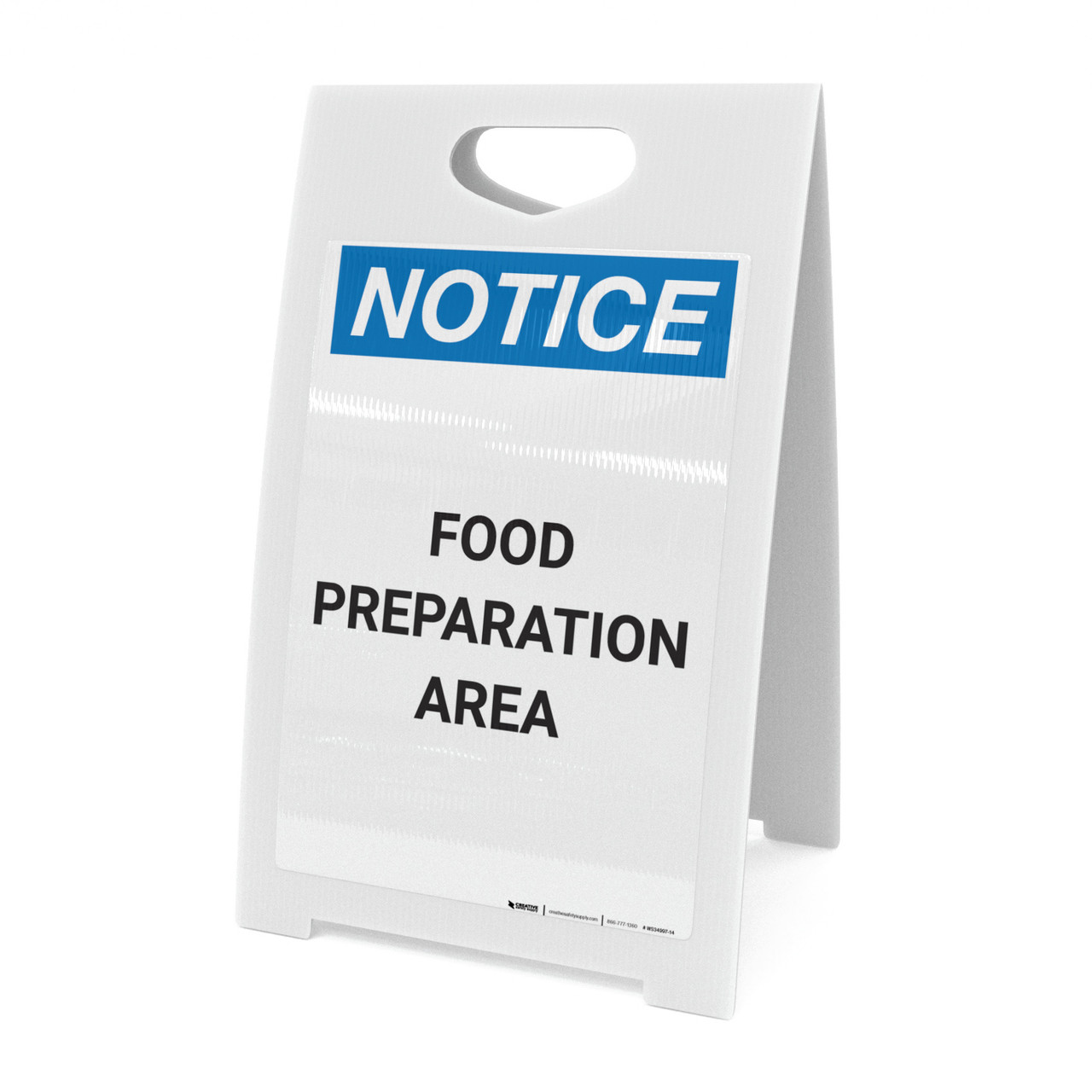 Notice: Food Preparation Area - A-Frame Sign