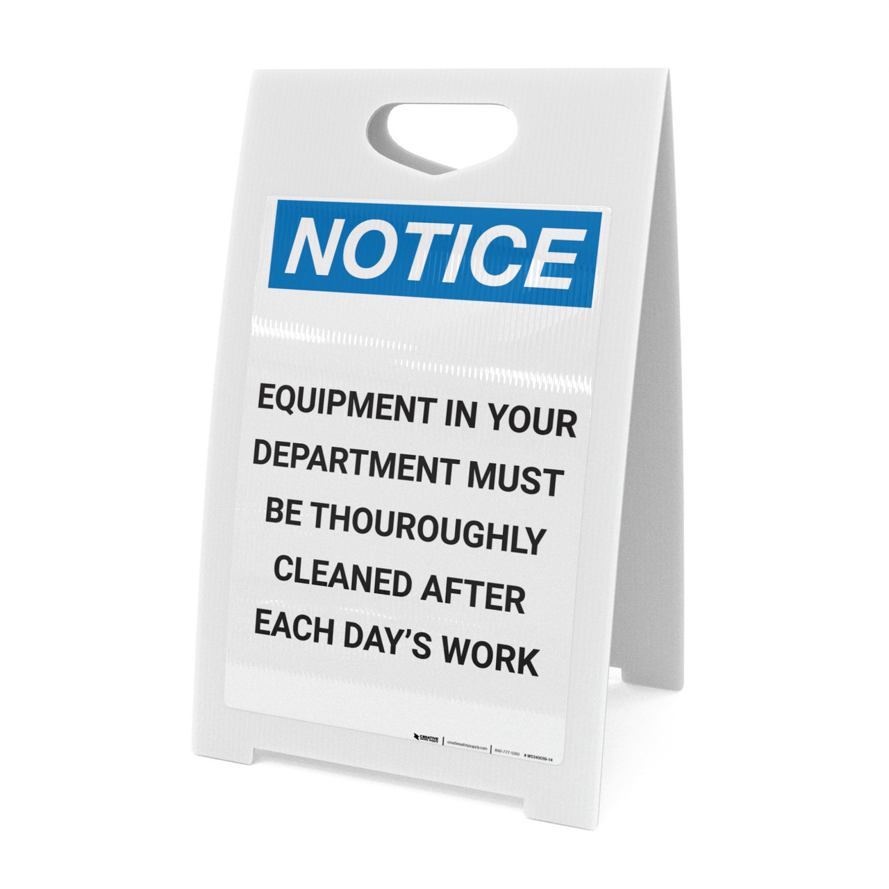 Notice: Equipment in Your Dept Must be Cleaned After Work - A-Frame ...