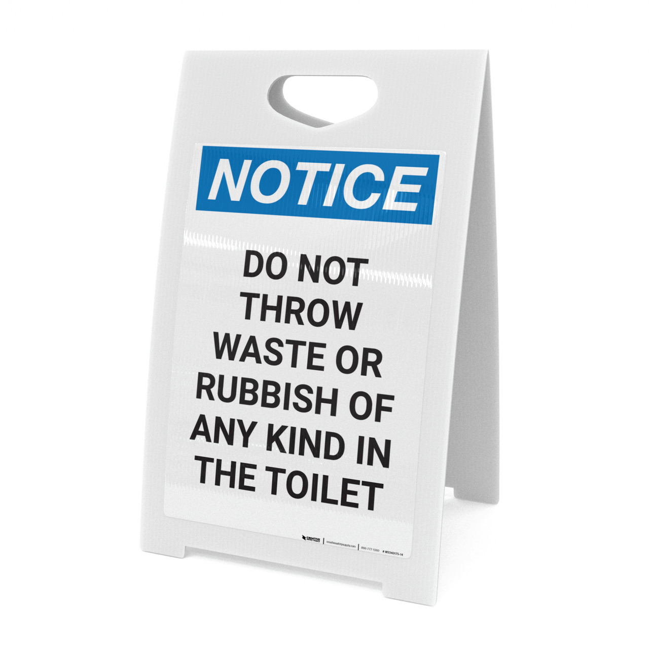 Notice: No Waste Or Rubbish of Any Kind in Toilet - A-Frame Sign ...