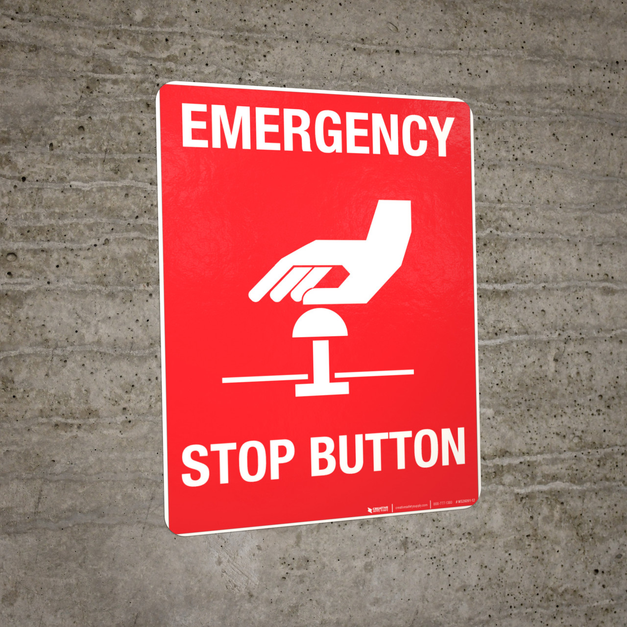 Emergency Stop Button - Wall Sign