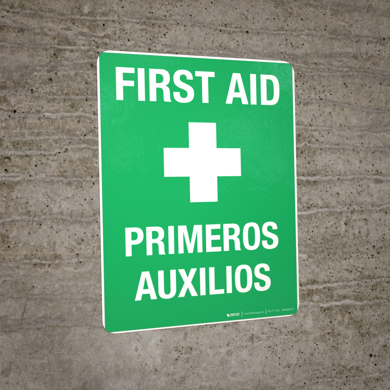 First Aid (Bilingual Spanish- with white cross) - Wall Sign | Creative ...