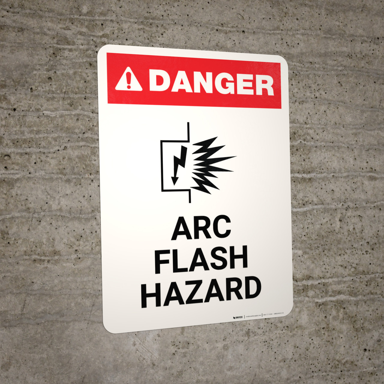 Arc Flash Hazard with Icon - Portrait Wall Sign
