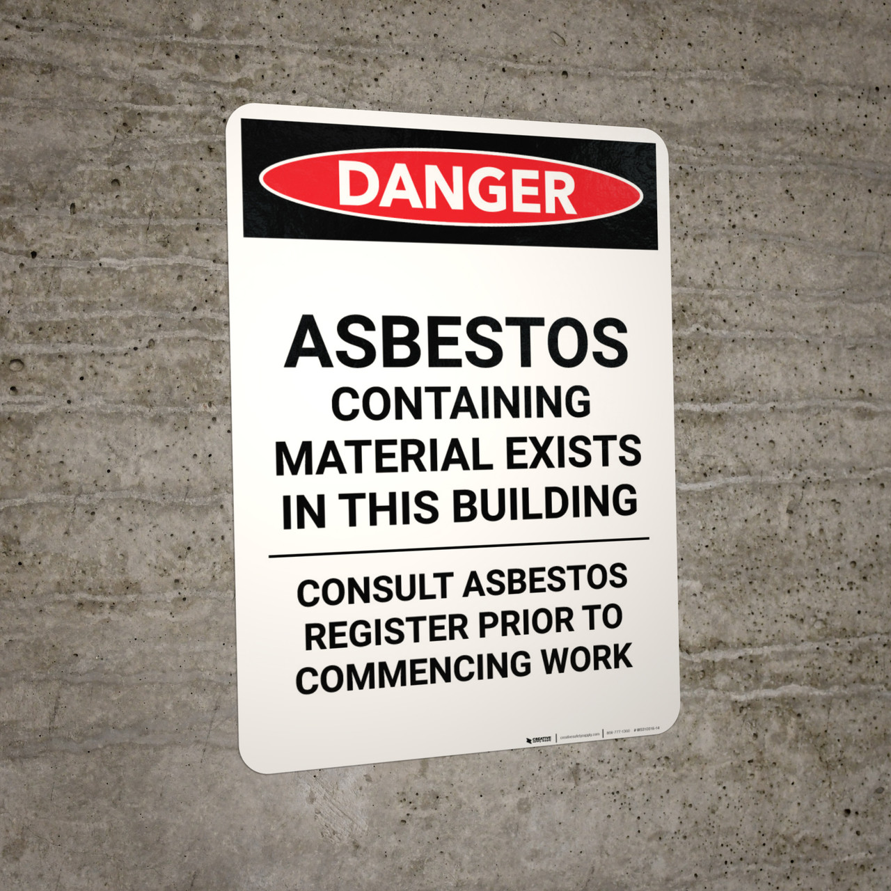 Asbestos Containing Material Exists in This Building - Portrait Wall ...