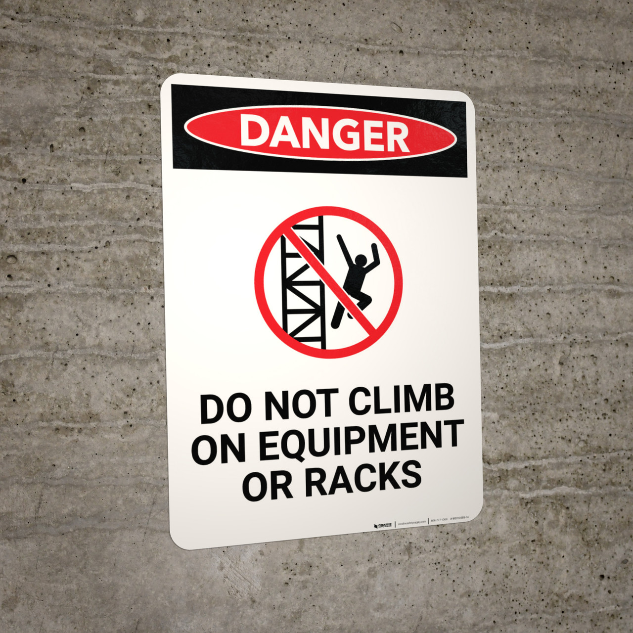 Do Not Climb On Equipment or Racks With Icon - Portrait Wall Sign