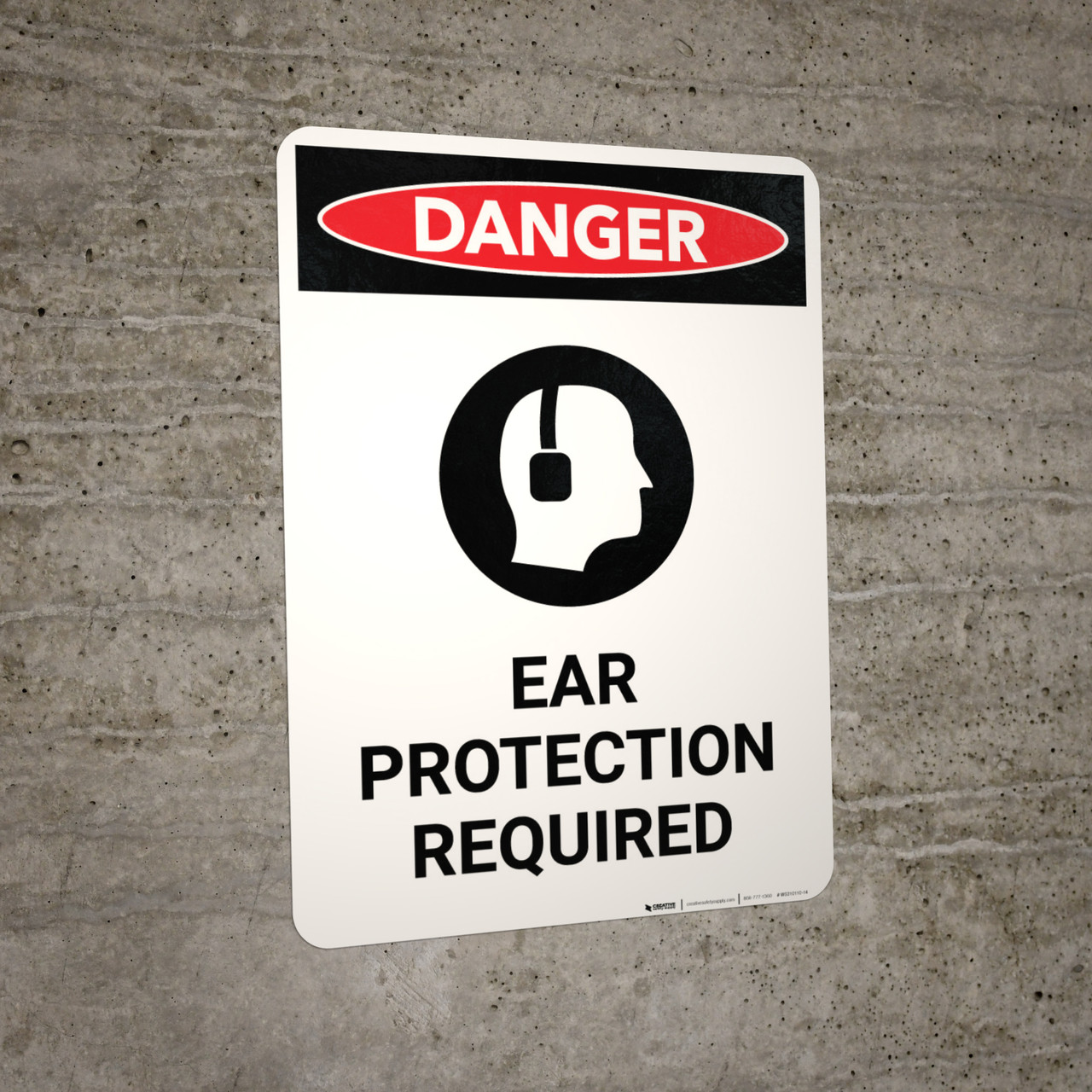 Ear Protection Required with Graphic - Portrait Wall Sign