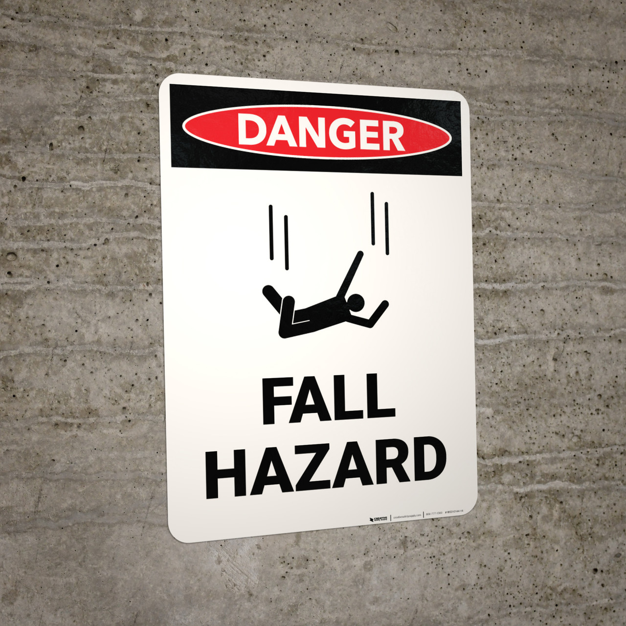 Fall Hazard with Icon - Portrait Wall Sign