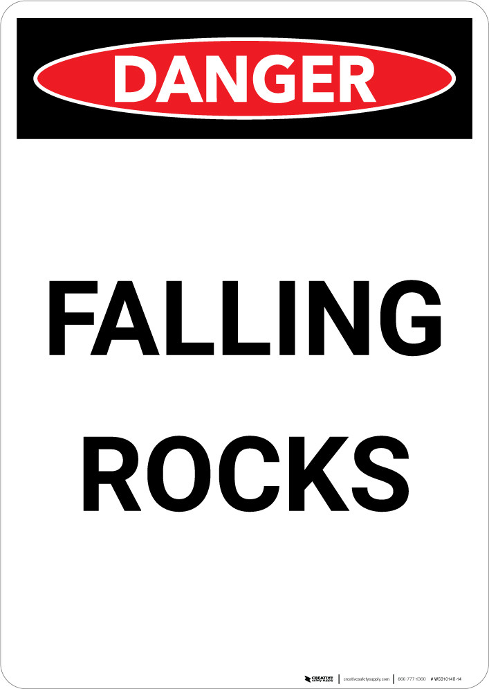 Falling Rocks - Portrait Wall Sign