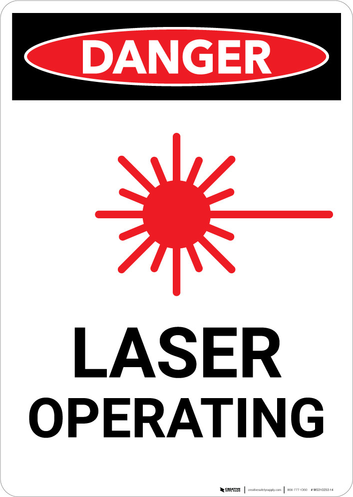 Laser Operating with Icon - Portrait Wall Sign