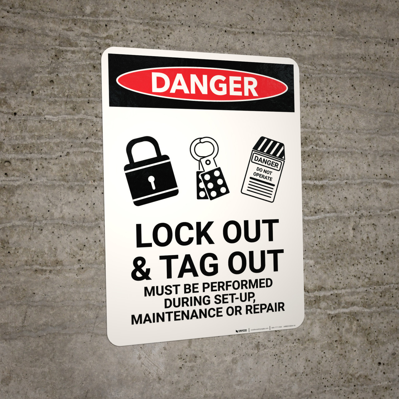 Lock Out Tag Out All Power Sources With Graphic - Portrait Wall Sign ...
