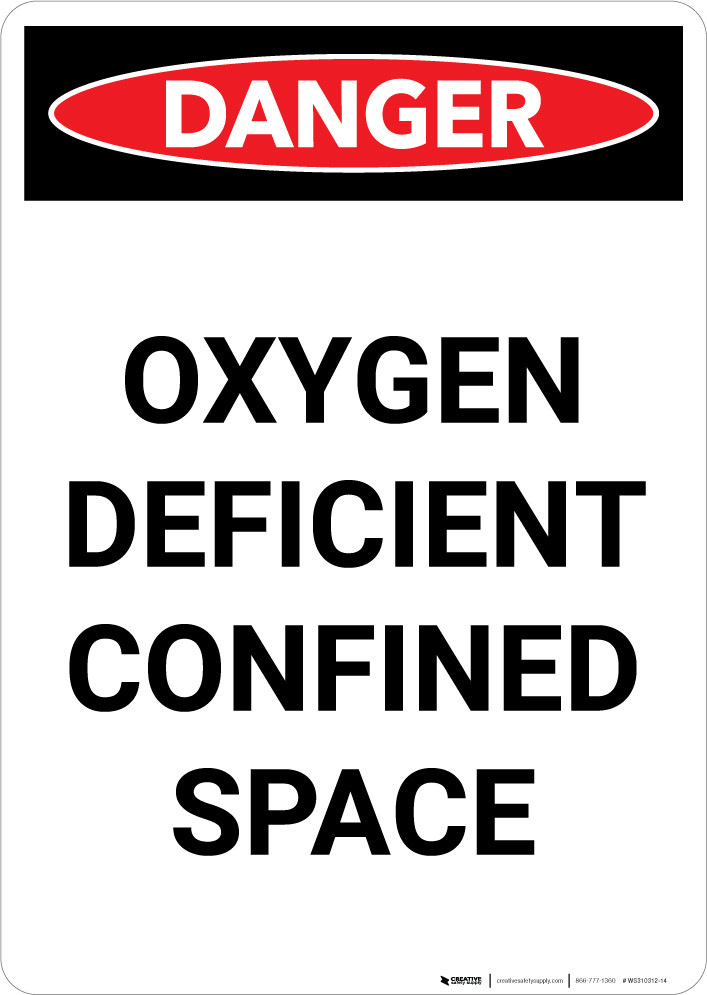 Oxygen Deficient Confined Space - Portrait Wall Sign