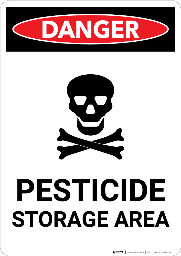 Danger: Pesticide Storage Area with Icon - Portrait Wall Sign