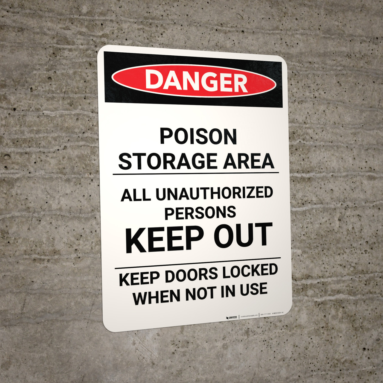 Danger: Poison Storage Area/Keep Out - Portrait Wall Sign