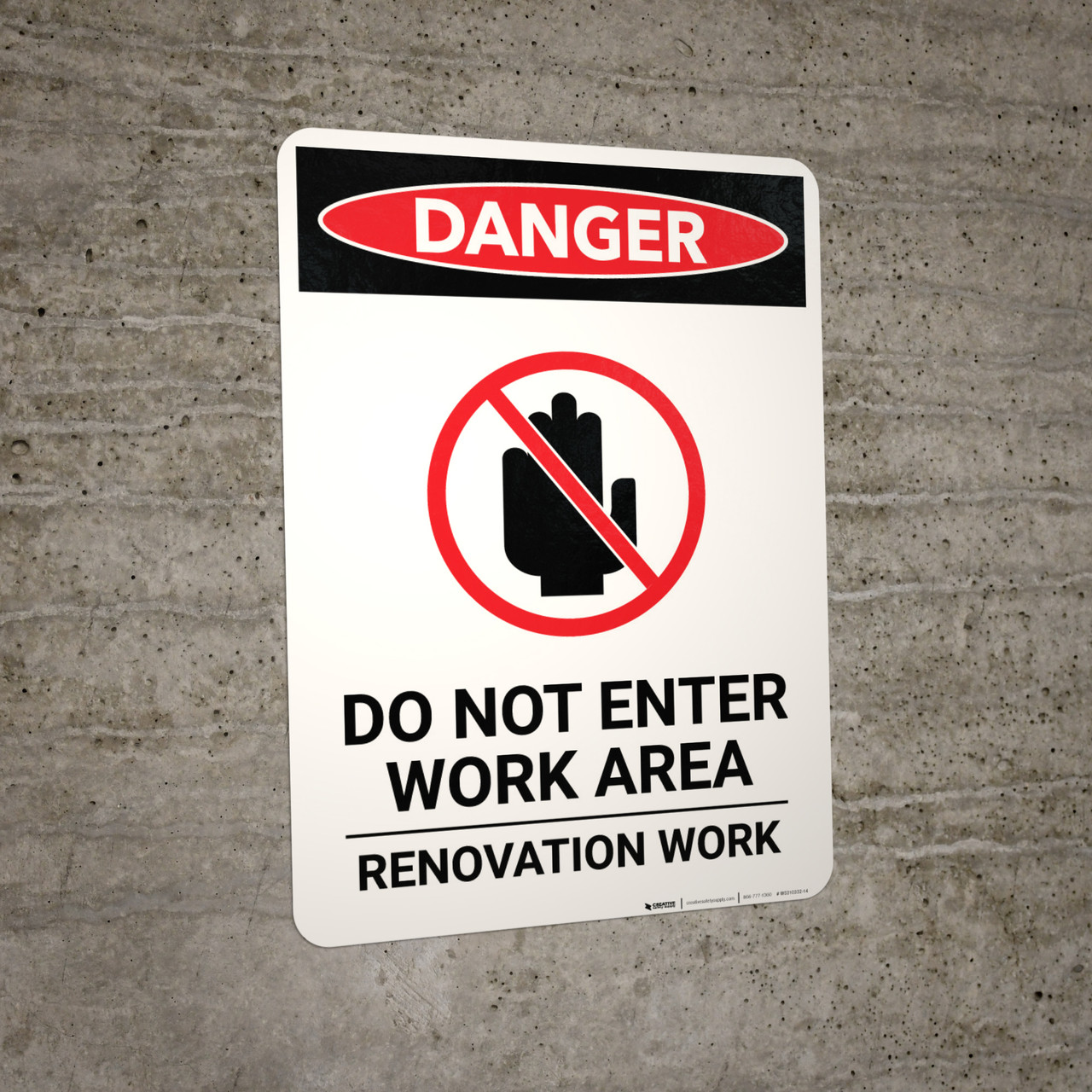 Renovation Work Do Not Enter with Icon - Portrait Wall Sign | Creative ...