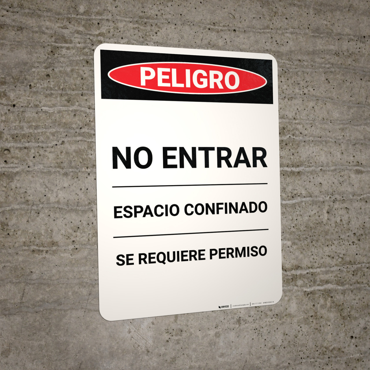 Spanish Permit Required No Entry - Portrait Wall Sign | Creative Safety ...