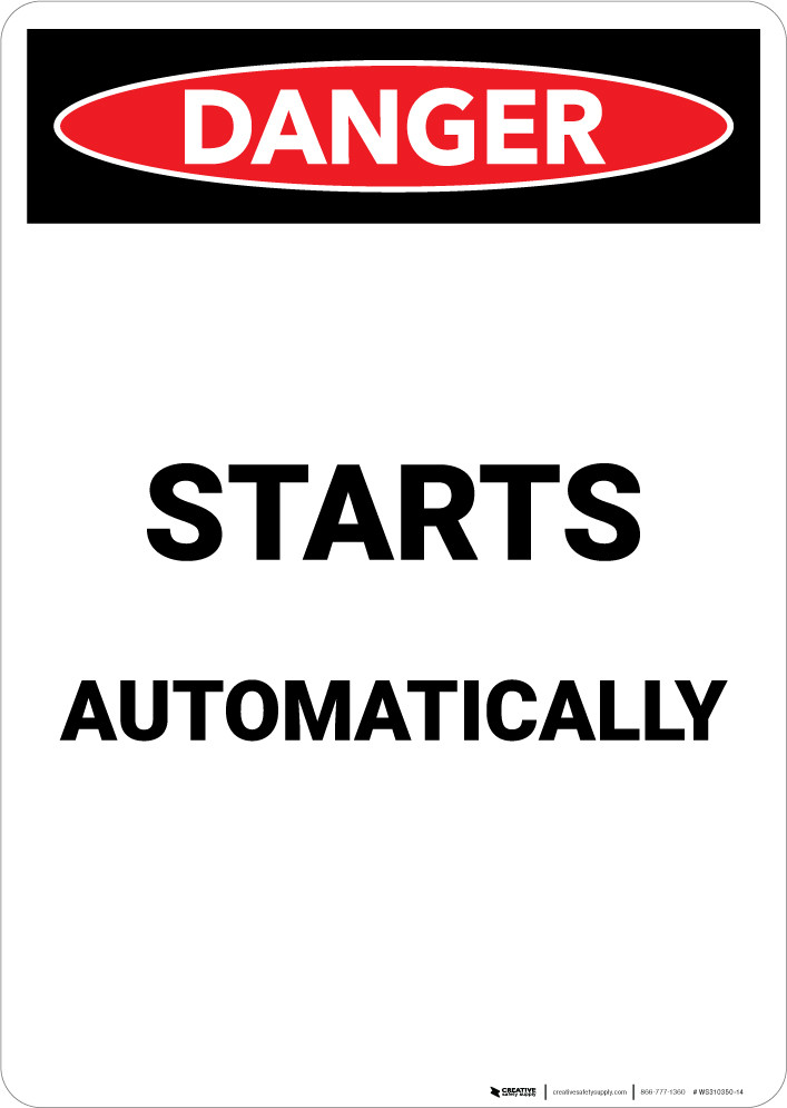 Starts Automatically - Portrait Wall Sign