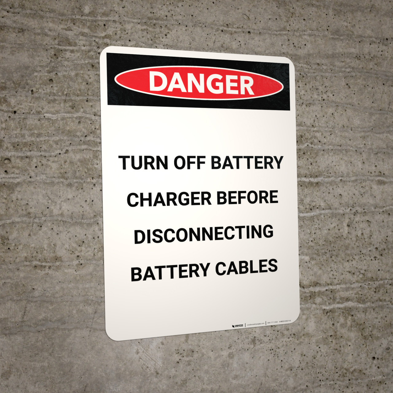 Turn Off Battery Charger - Portrait Wall Sign