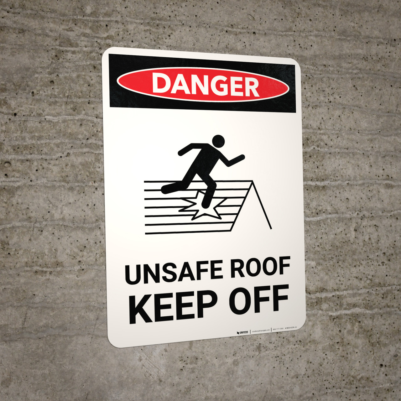 Unsafe Roof Keep Off with Icon - Portrait Wall Sign