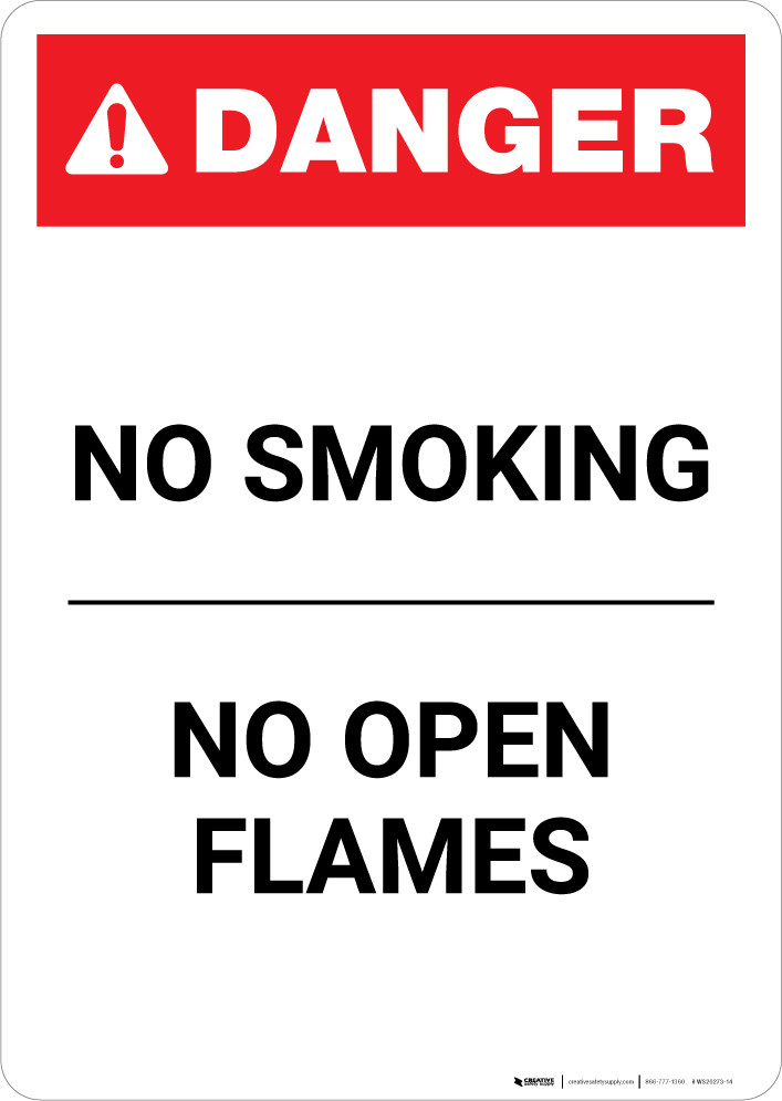 No Smoking No Open Flame ANSI - Portrait Wall Sign | Creative Safety Supply