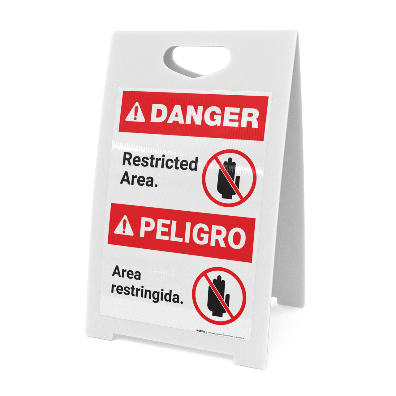 Bilingual Restricted Area Spanish - A-Frame Sign | Creative Safety Supply