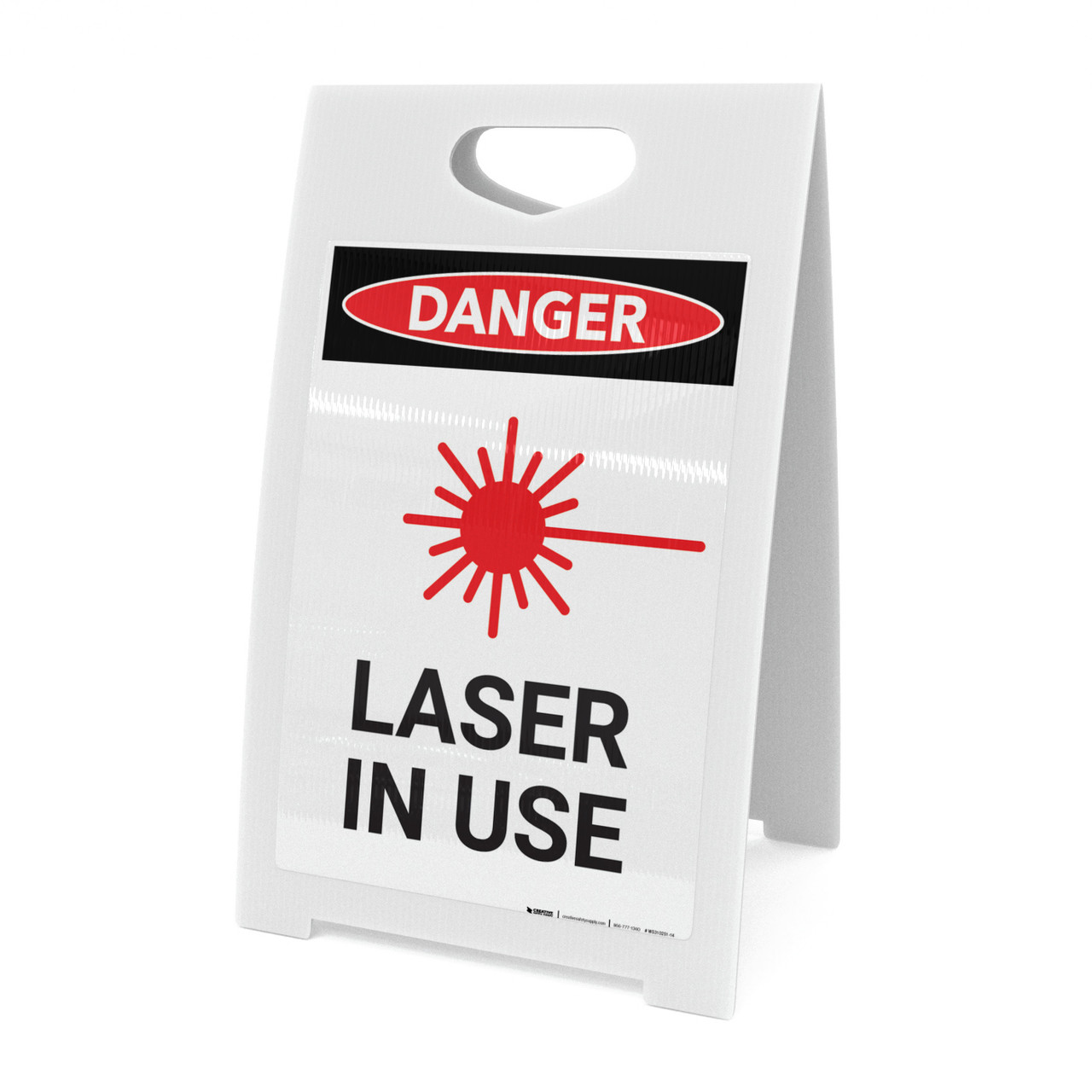 Laser In Use with Icon - A-Frame Sign | Creative Safety Supply