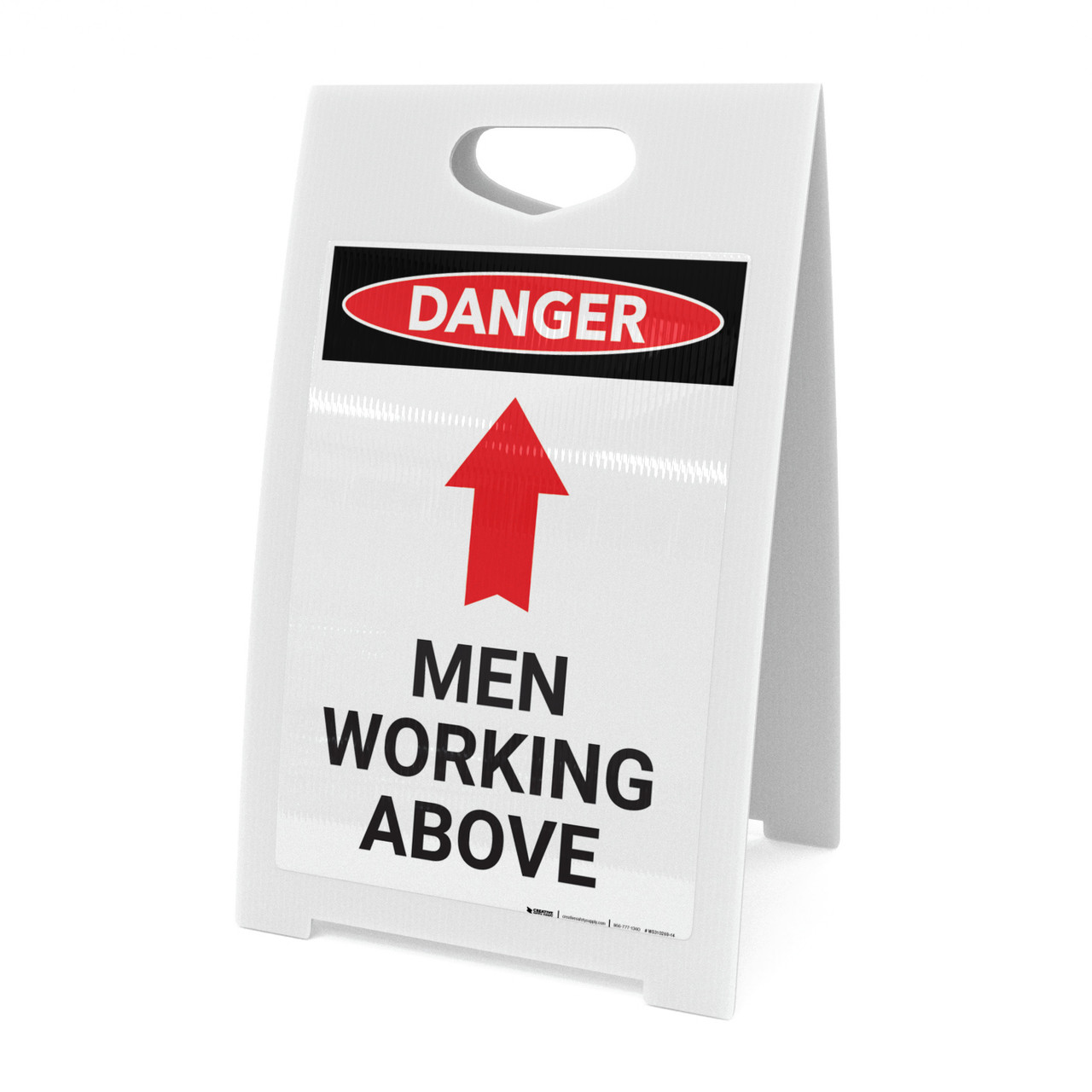 Men Working Above Sign With Arrow - A-Frame Sign