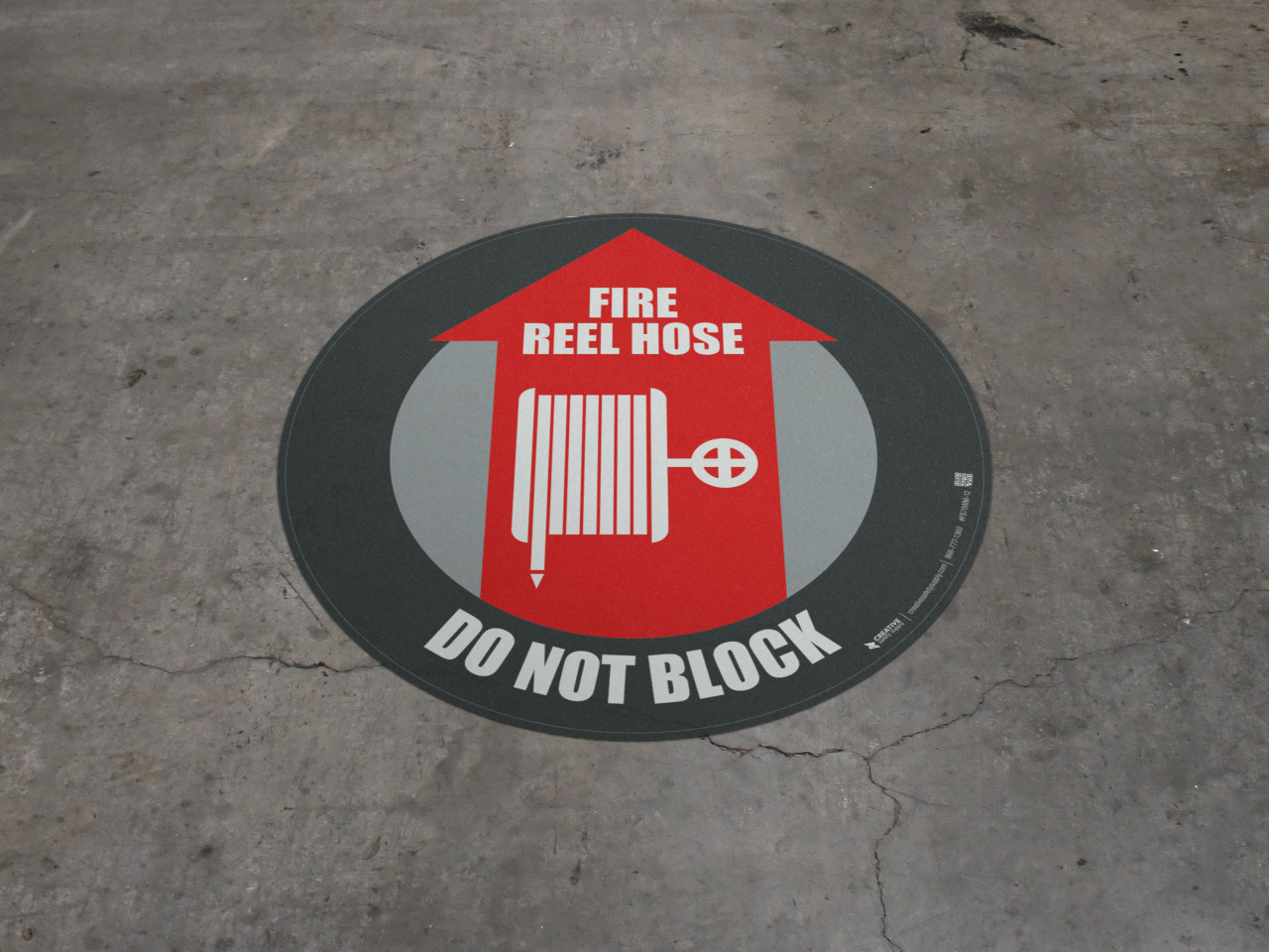 Fire Reel Hose Do Not Block Floor Sign