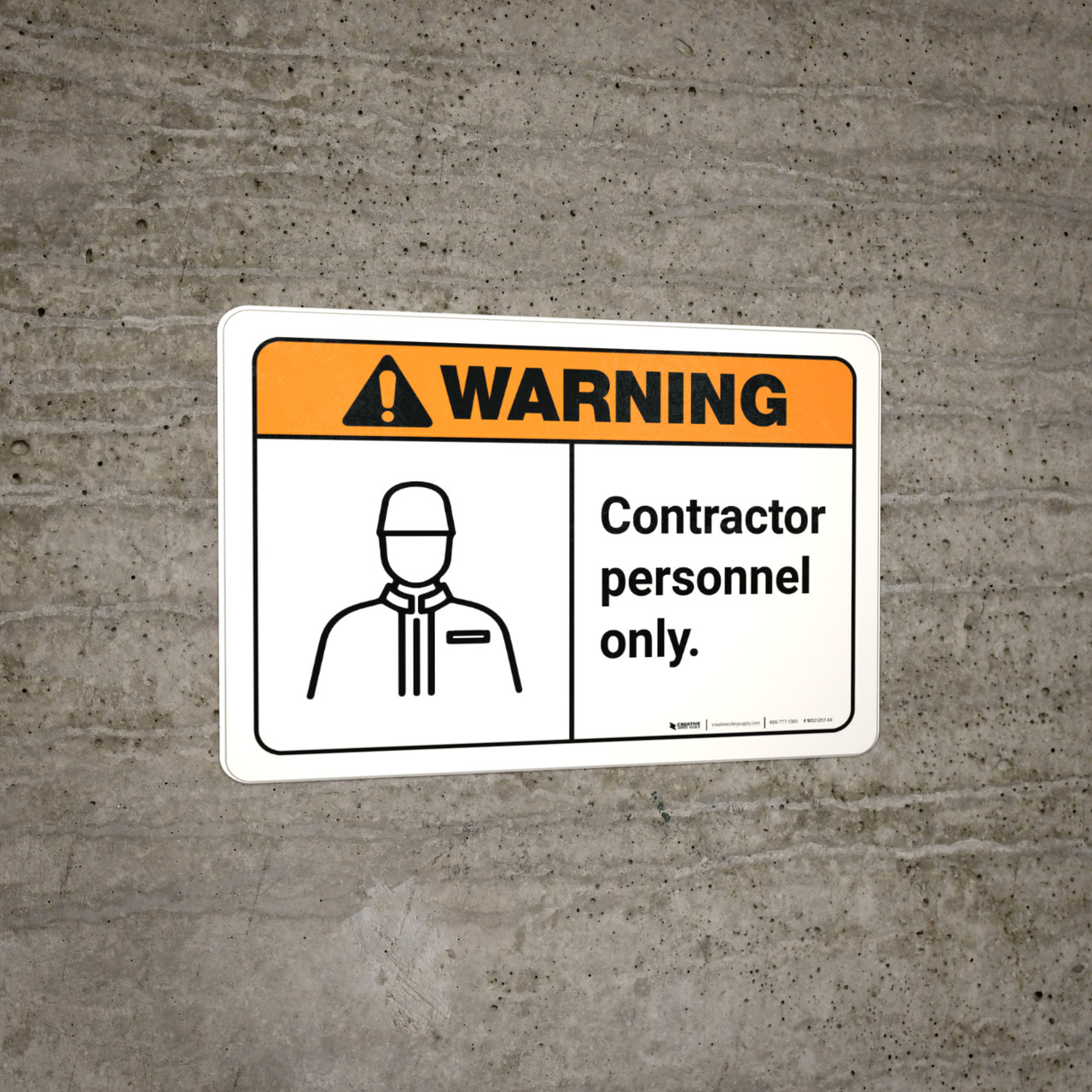 Warning: Contractor Personnel Only ANSI Landscape with Icon