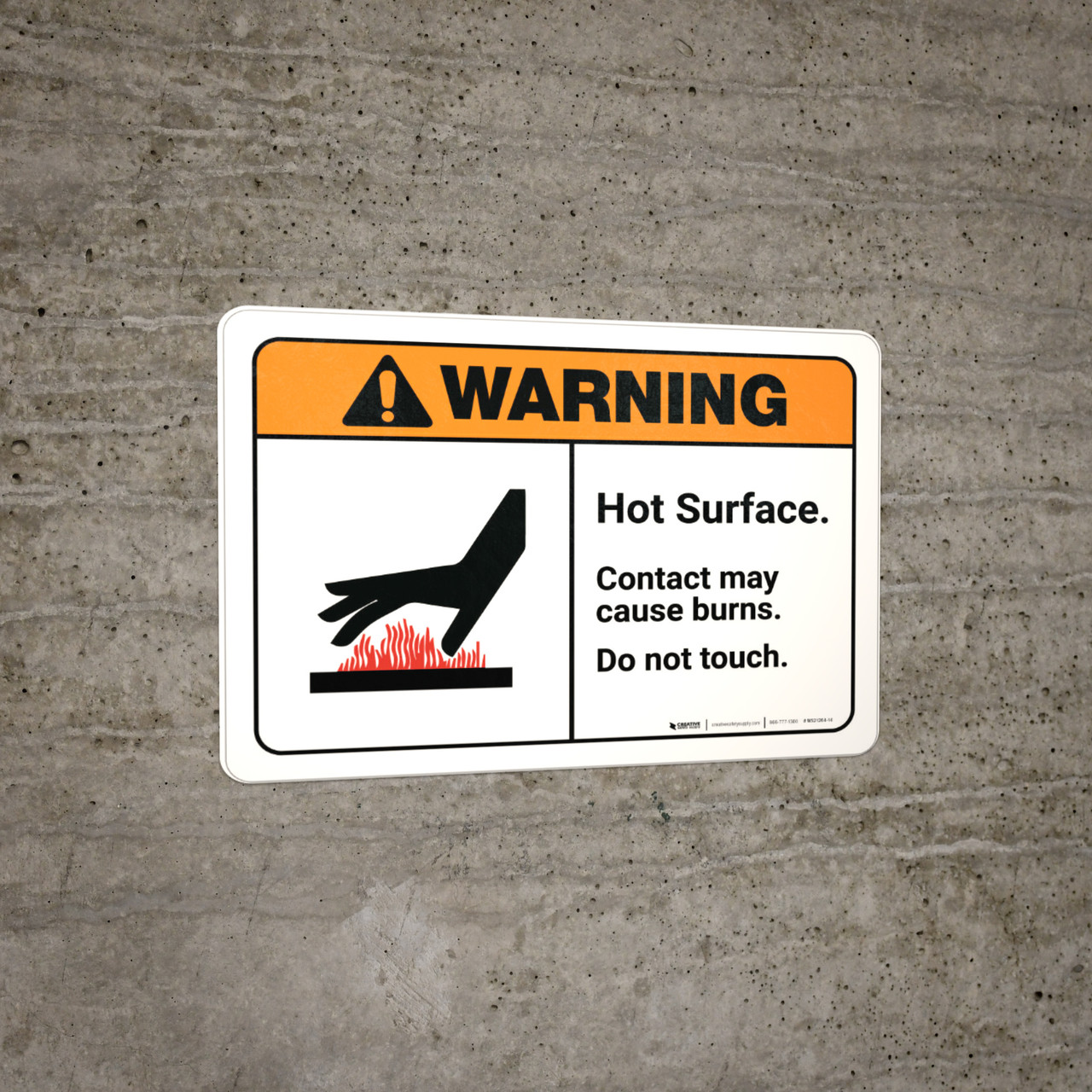 Warning: Hot Surface - Contact May Cause Burns ANSI Landscape ...