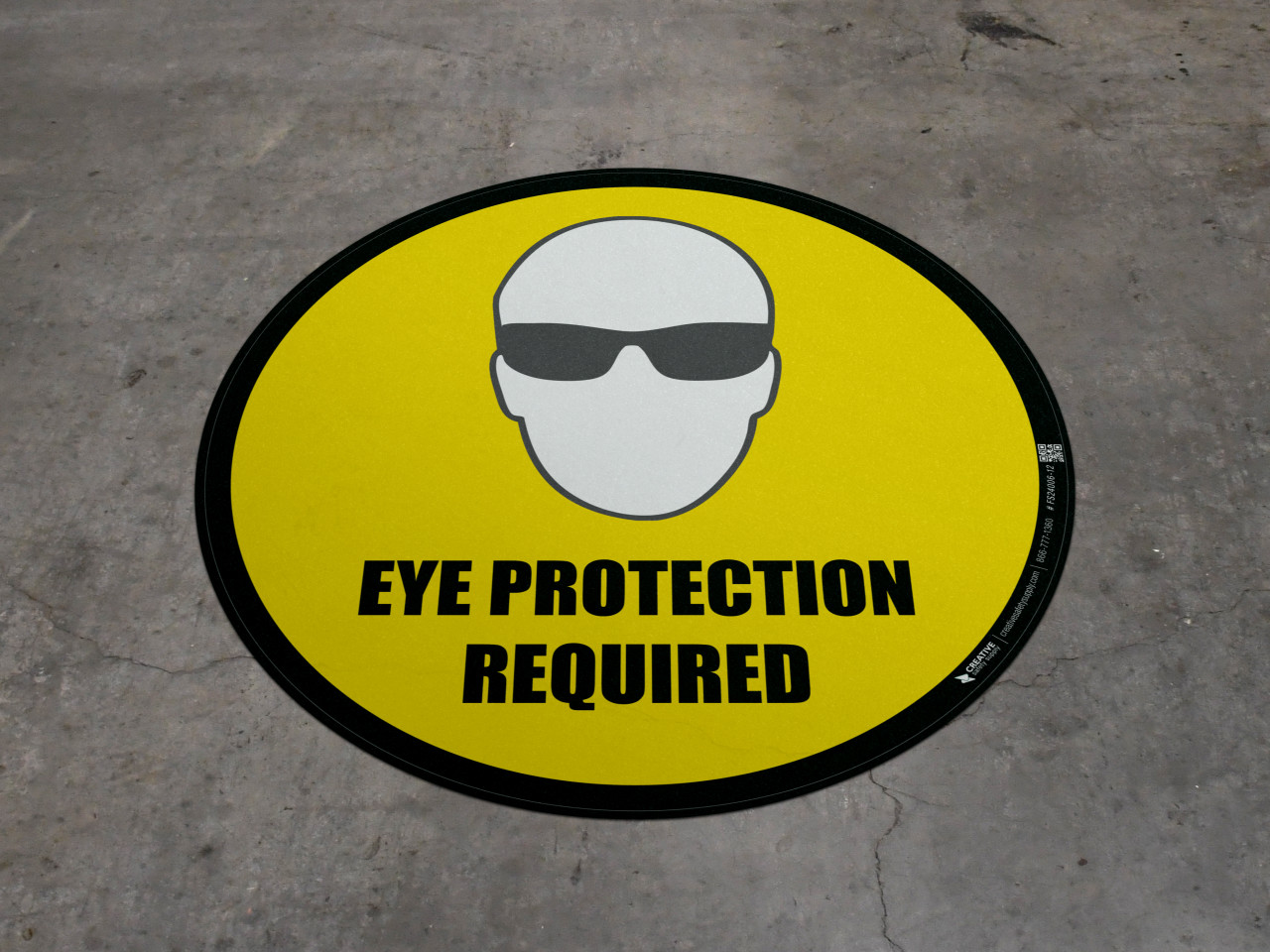Eye Protection Required (Circle with Graphic) - Floor Sign