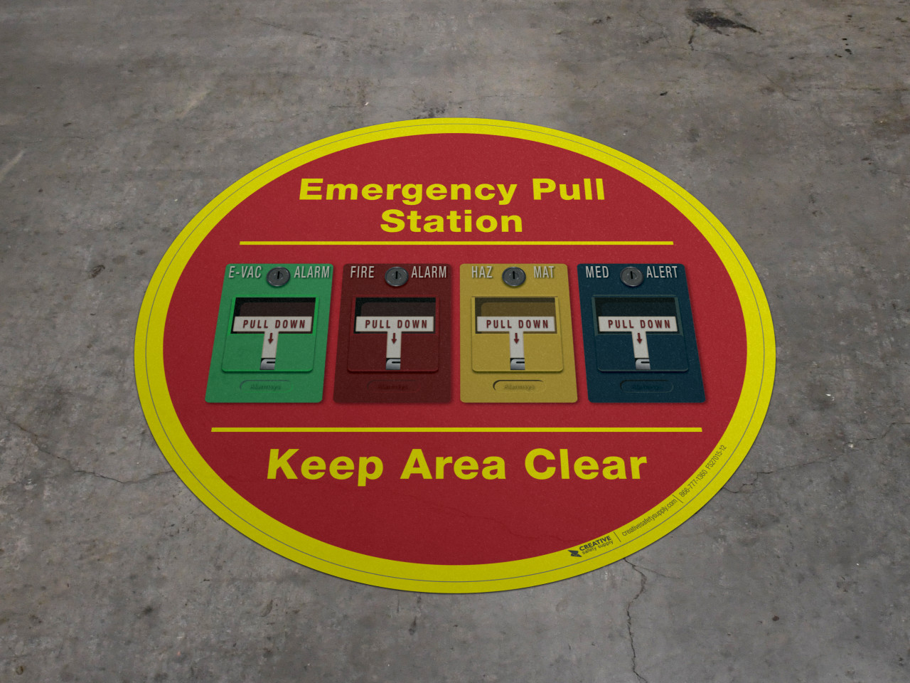 Emergency Pull Station - Keep Area Clear (Multiple Alarms) - Floor Sign ...