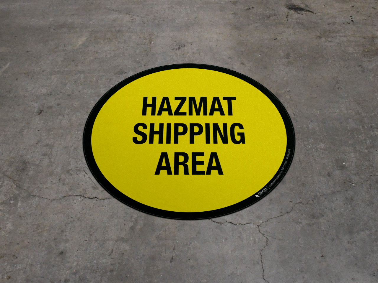 Hazmat Shipping Area (Yellow Circle) - Floor Sign