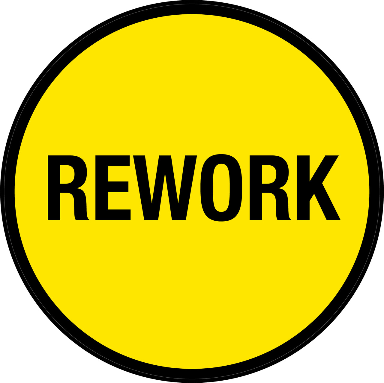 Rework (Yellow Circle) - Floor Sign | Creative Safety Supply