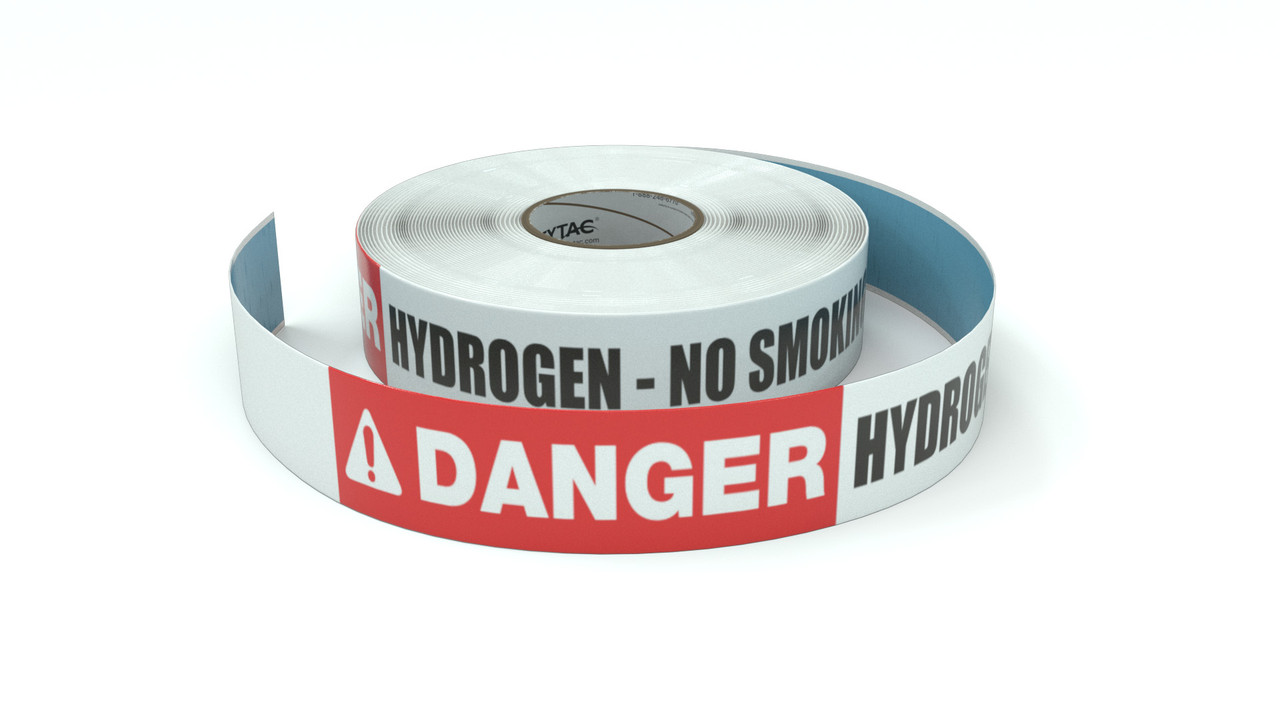 Danger: Hydrogen - No Smoking - Inline Printed Floor Marking Tape