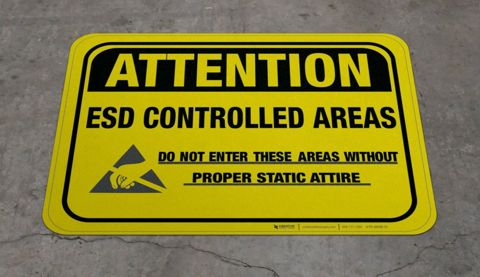 Attention: ESD Controlled Area (Yellow Rectangle) - Floor Sign ...