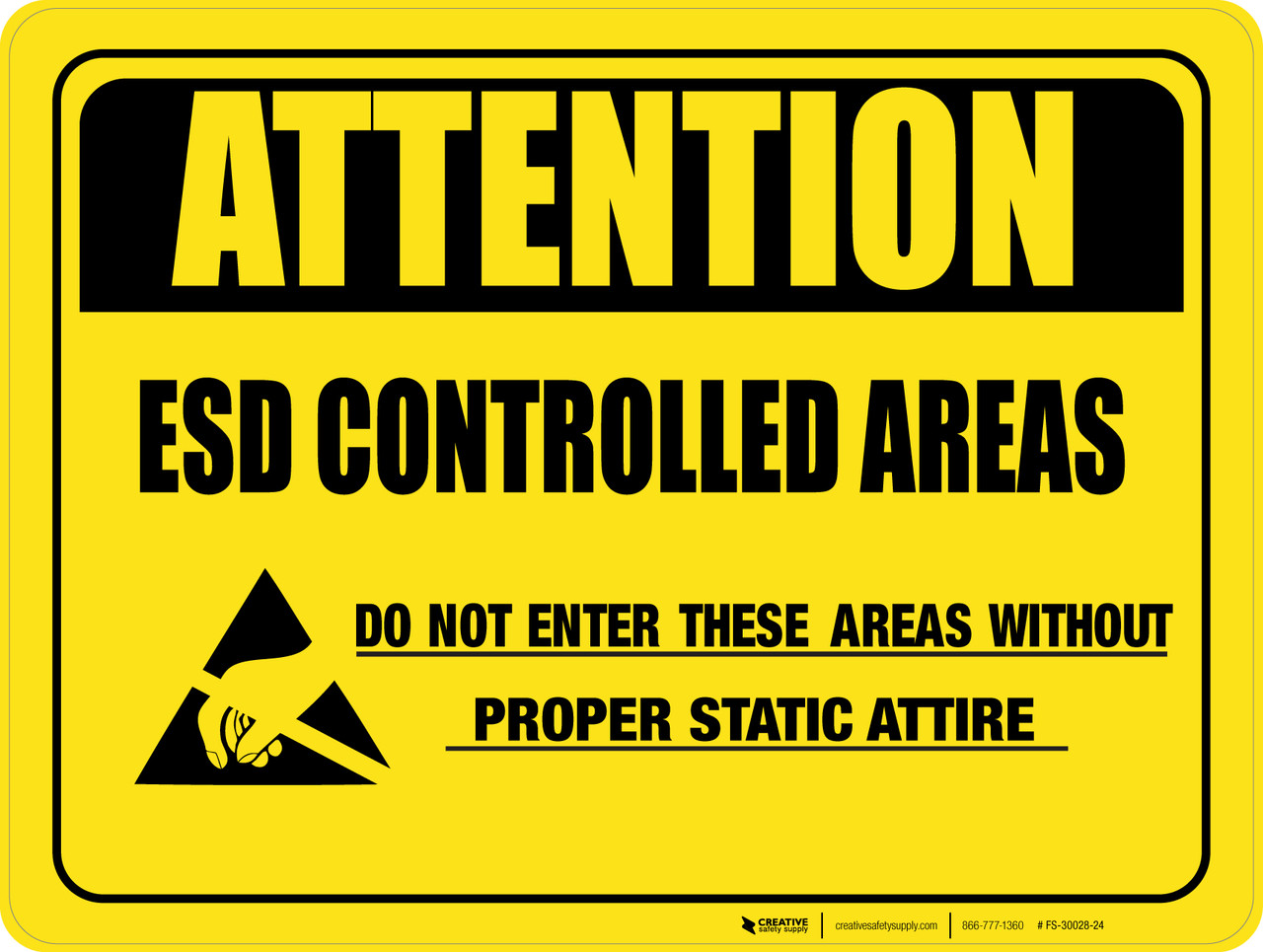 Attention: ESD Controlled Area (Yellow Rectangle) - Floor Sign ...