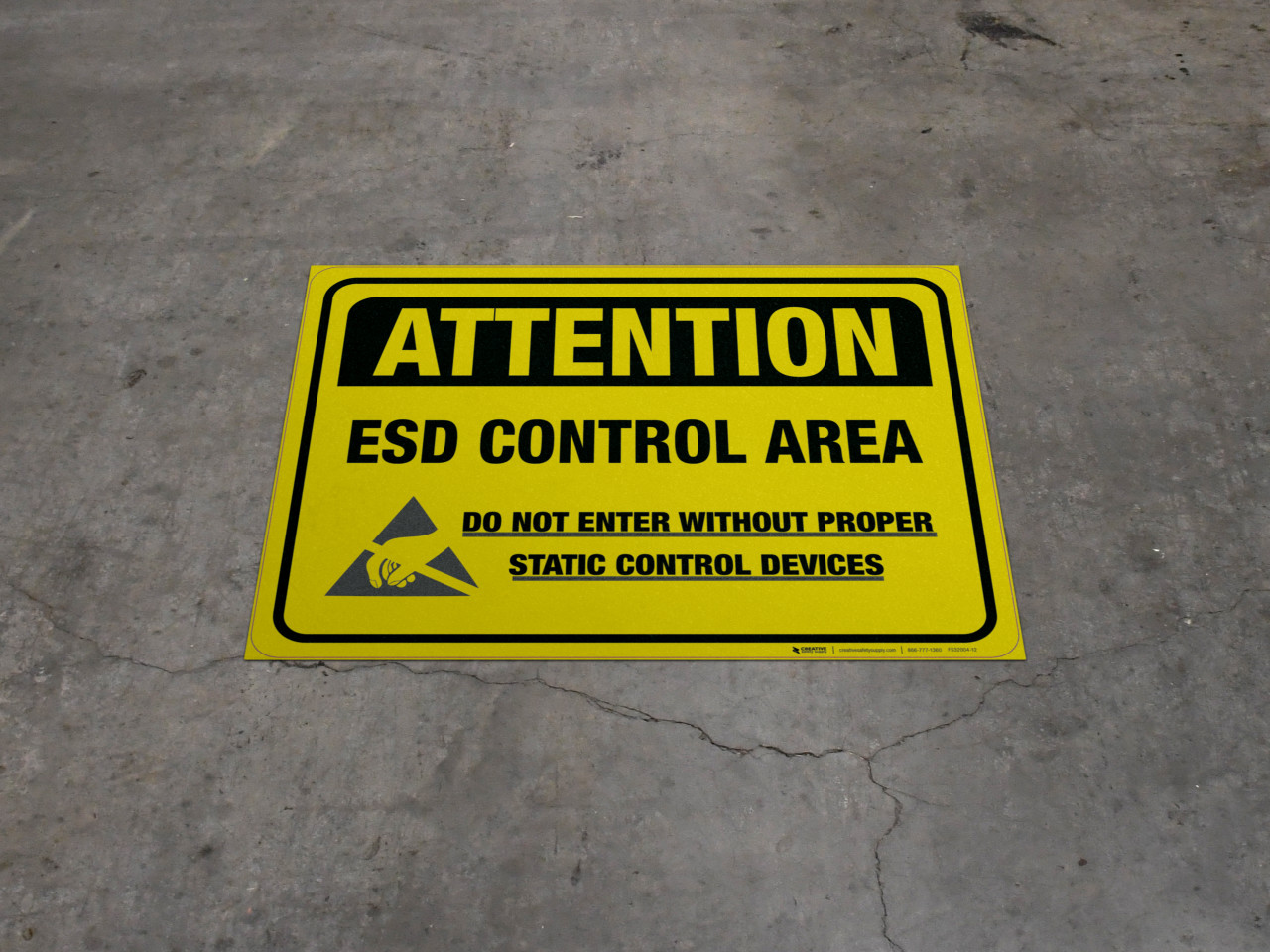 Attention: ESD Control Area (Yellow Rectangle) - Floor Sign